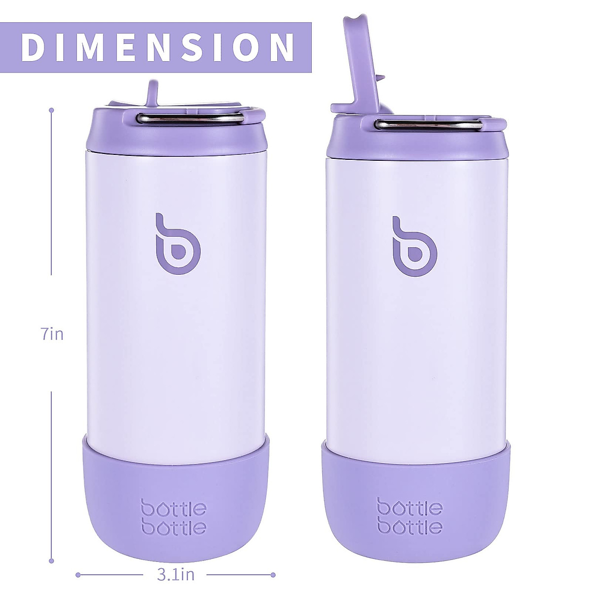 BOTTLE BOTTLE Kids Water Bottles 12 oz Insulated Water Bottles for School with Leak Proof Lid Double Wall Vacuum Stainless Steel Water Bottle Keep Hot and Cold for Boys Girls Travel (purple)