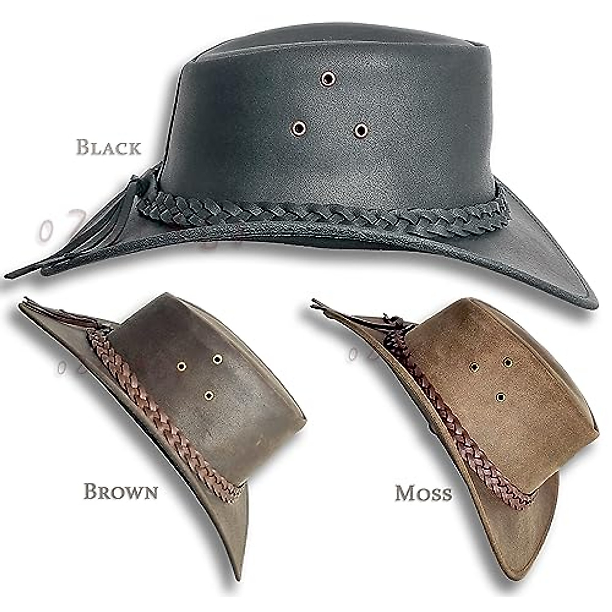 Oztrala Oiled Leather Hat Australian Outback Western Jacaru Cowboy WO HL11 US Brown