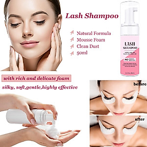 AREMOD Lash Cleaning Kit for Lash Extensions Eyelash Extension Cleanser with USB Lash Fan,60ml Lash Shampoo,Mascara Brush Cleaning Brush and Wash Bottle for Eye Makeup Remover(BLACK)