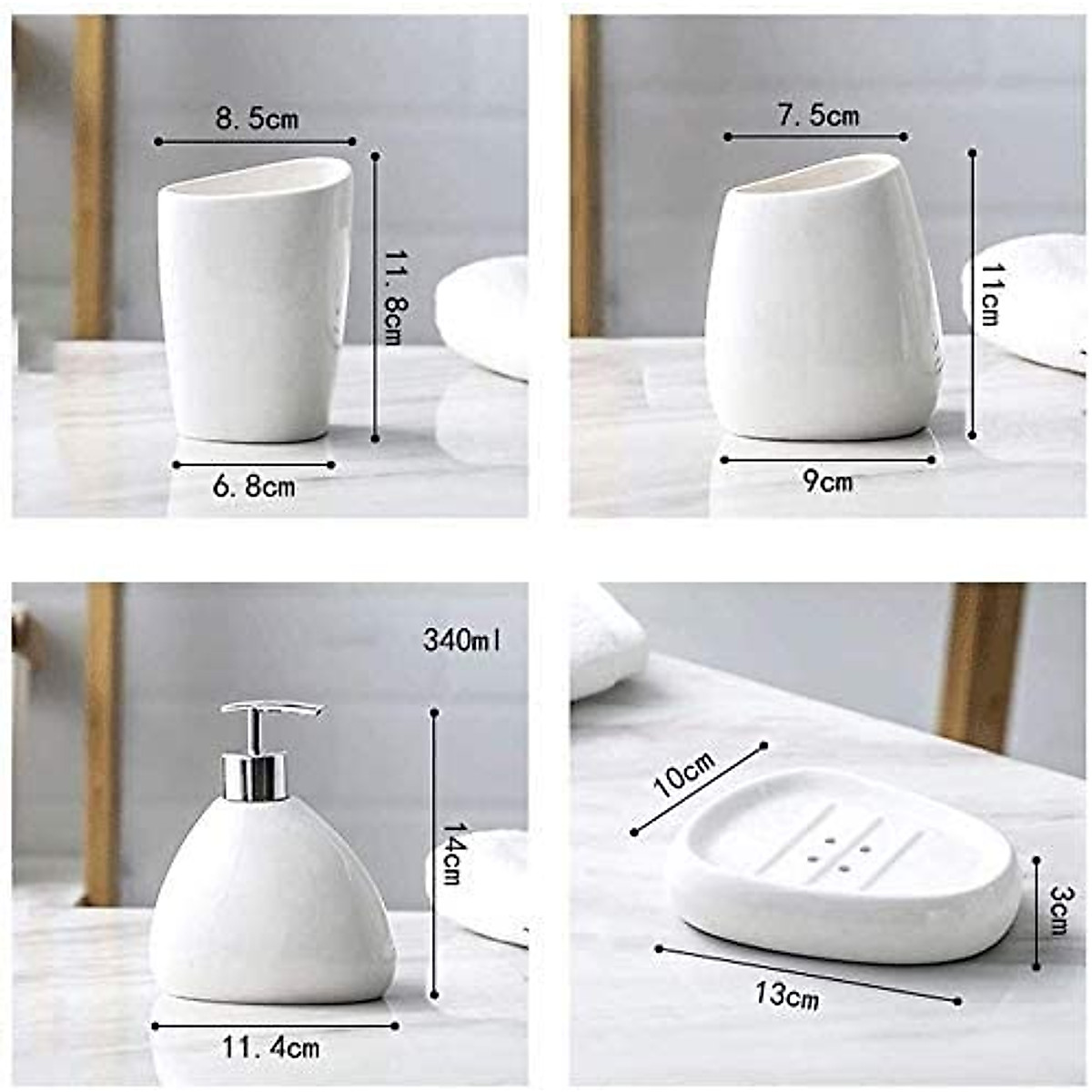 DVTEL Bathroom Five-Piece Set, Simple Ceramic Wash Four-Piece Set, Bathroom Supplies Set, Wash Cup Set (Color : 5 Piece Set)