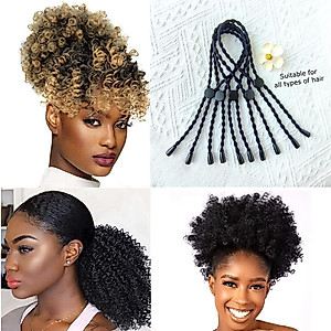 AICILY 6PCS Natural Hair Ties for Short Kinky Curly Hair, Afro Puff Ponytail Tie Adjustable Length Hairband with No-Slip Design, Headband for Women with Thick, Braided, Natural Hair