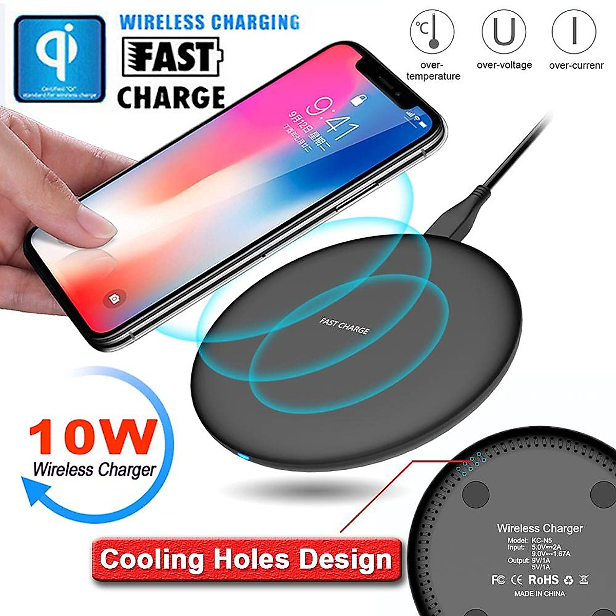 UrbanX OptiPad Fast Wireless Charger Pad for Motorola Droid Turbo 2 / ThinkPhone/Defy 2 / Edge+ 5G UW (2022) / X30 Pro/Edge 30 Pro/Edge (2022) / Edge 30 Ultra / 10W Fast-Charging Soft Touch Top