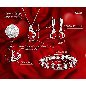 GZWHD Red Created-Ruby Jewelry Set For Woman Girl Valentine's Day Mother's Day Gift For Wife lover Friends Mom Bridesmaid July Birthstone Birthday Gift