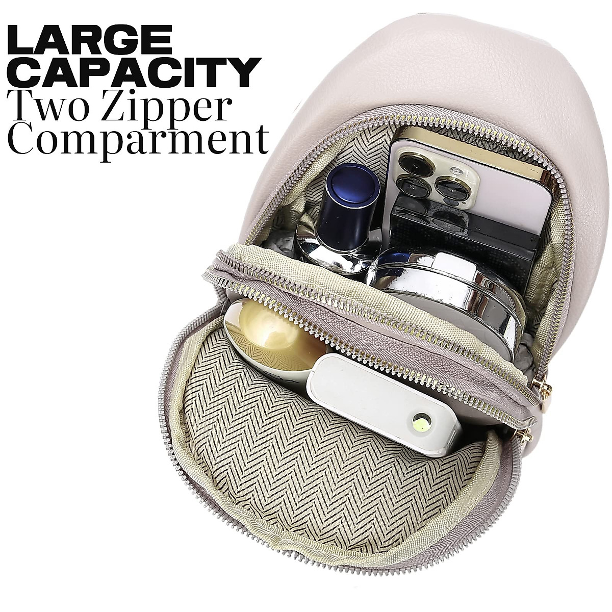 Peyorom Small Crossbody Sling Bag for Women, Vegan Leather Chest Bags Sling Backpack Hiking Travel Daypack Black