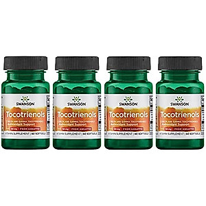 Swanson Deltagold Tocotrienols-Annatto Tocotrienols Supporting Healthy Cholesterol Levels Already withinthe Normal Range-Vitamin E Tocotrienols 99% Tocopherol Free (60 Softgels, 50mg Each) (4 Pack)