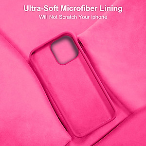 Vooii Compatible with iPhone 14 Case,[Silky Touch Premium Liquid Silicone] [Soft Anti-Scratch Microfiber Lining], Ultra Slim Shockproof Protective Case for iPhone 14 - Hot Pink