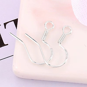 200 PCS/100 Pairs 925 Sterling Silver Earring Hooks Hypoallergenic Silver Ear Wires Fish Hooks with 100 PCS Clear Silicone Earring Backs and 100 PCS Jump Rings for DIY Jewelry Making