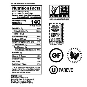 Black Jewell Gourmet Microwave Popcorn, Touch of Butter, 10.5 Ounces (Pack of 6)