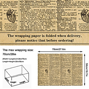 JarThenaAMCS 12 Sheet Vintage Newspaper Wrapping Paper -Not Roll- Retro Gift Wrap Paper Folded Flat Art Paper for DIY Crafts Gift Wrapping, 19.7 x 27.6 Inch