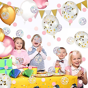 Keaziu 100 PCS Disco Ball Confetti Disco Party Decorations Table Confetti 70s Disco Fever Party Hippie Birthday Engagement Party Girls Boys Night Birthday Favors Decorations Supplies (pink)