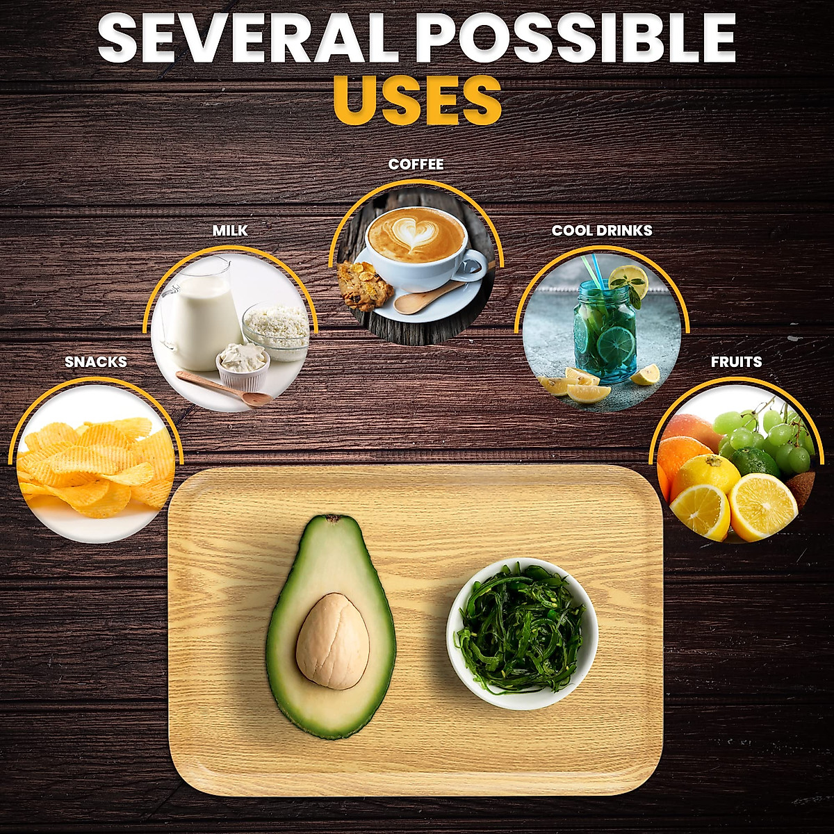 Arco Design Wood Fiber Set of 3 Units Serving Tray Breakfast Lunch Dinner Food Compliant (Set of 3 Units)