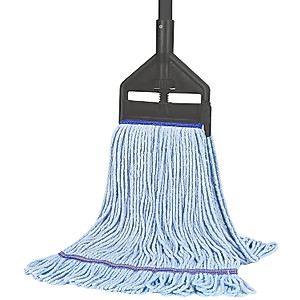 Looped-End Commercial Industrial Cotton Mop for Floor Cleaning ,Heavy Duty String Wet Mops with Long Handle for Home,Garage,Office, Workshop, Warehouse Floor Cleaning (1 Industrial mop)