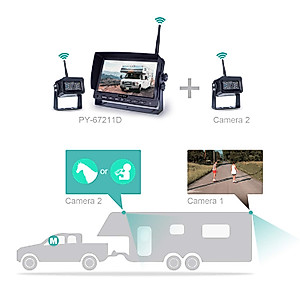 Digital Wireless Backup Camera Kit, 7 Inch Display and 720P HD Resolution, Wide Angle Rear View Camera with Night Vision, 190ft Wireless Reverse Camera System Suitable for Truck, Motorhome, 5th Wheel