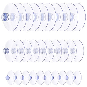 Sliverdew 30 Pcs Small Suction Cups for Glass, Small Rubber Suction Cups Clear Sucker Pads Without Hooks for Home Kitchen Bathroom Organization Festival Window Decoration (Assorted Sizes 1/1.6/2Inch)
