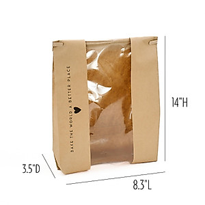 50 pk Paper Bread Bags for Homemade Bread Gift Giving | Kraft Paper Bread Loaf Bags with Window | Sourdough Bread Bags for Gifting | Tin Tie Tab | Cookies | Bakery | Treat Packaging | Home Kitchen