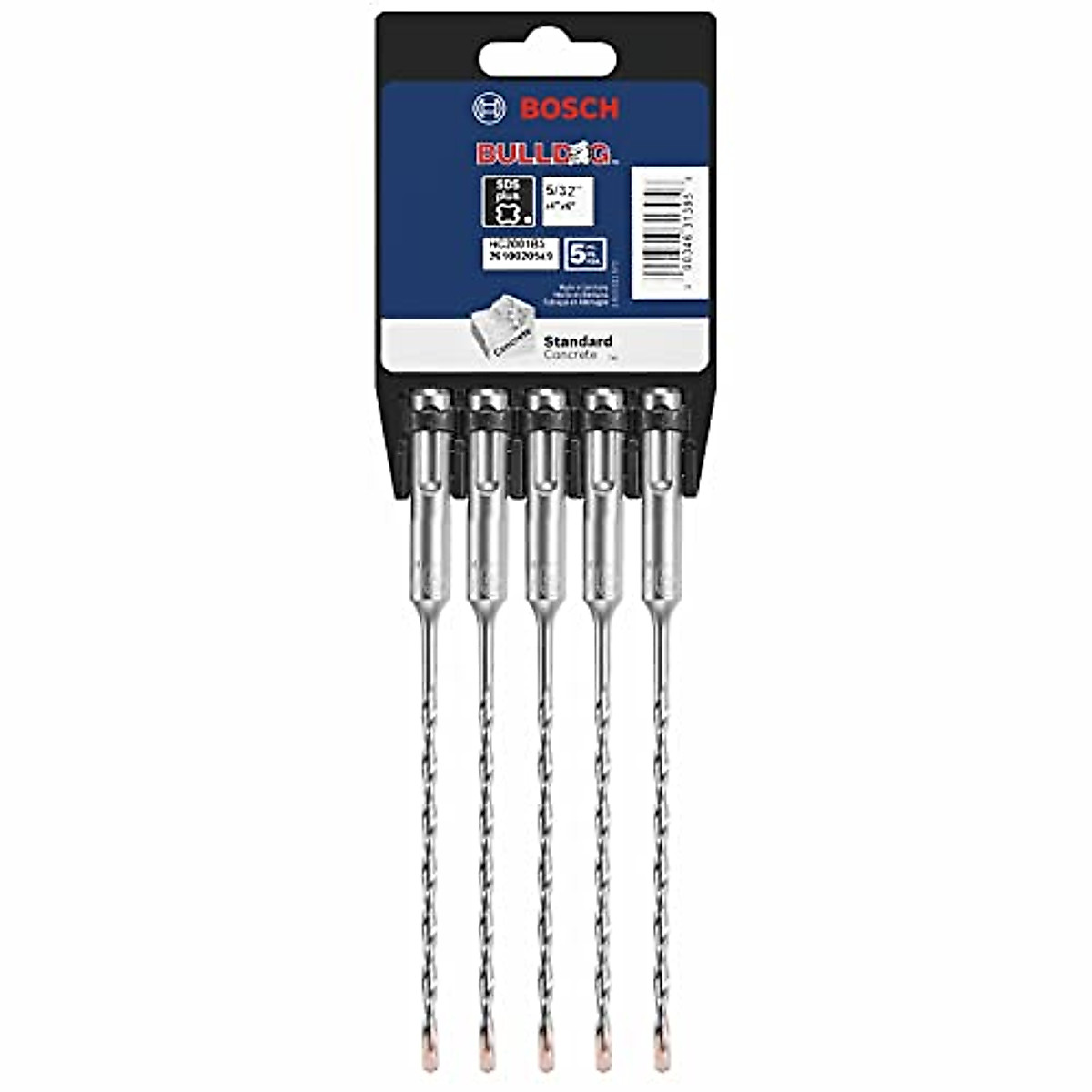 BOSCH HC2001B5 5-Pack 5/32 In. x 4 In. x 6 In. Bulldog SDS-Plus Rotary Hammer Bit