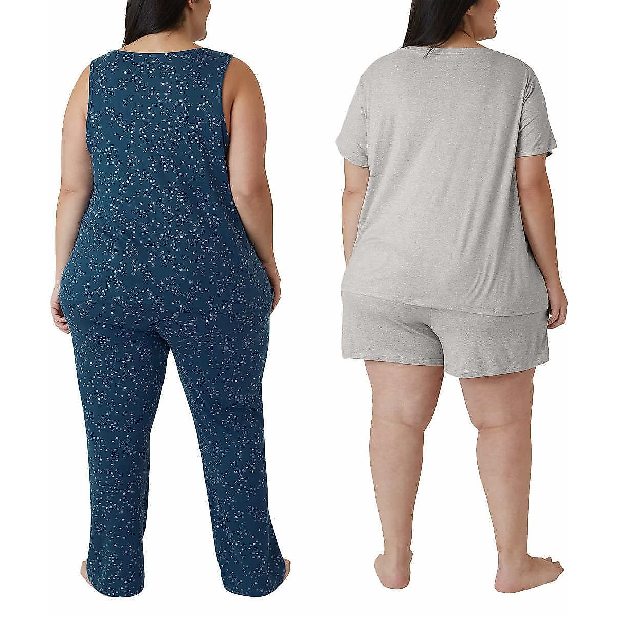 Eddie Bauer Women 4-Piece Pajama Set (as1, alpha, s, regular, regular, Gray/Blue)