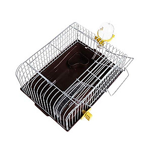 Pet Hamster Cage with Running Wheel Water Bottle Food Basin Portable Carrier House Mice Home Habitat for Going Out, Traveling (Coffee)