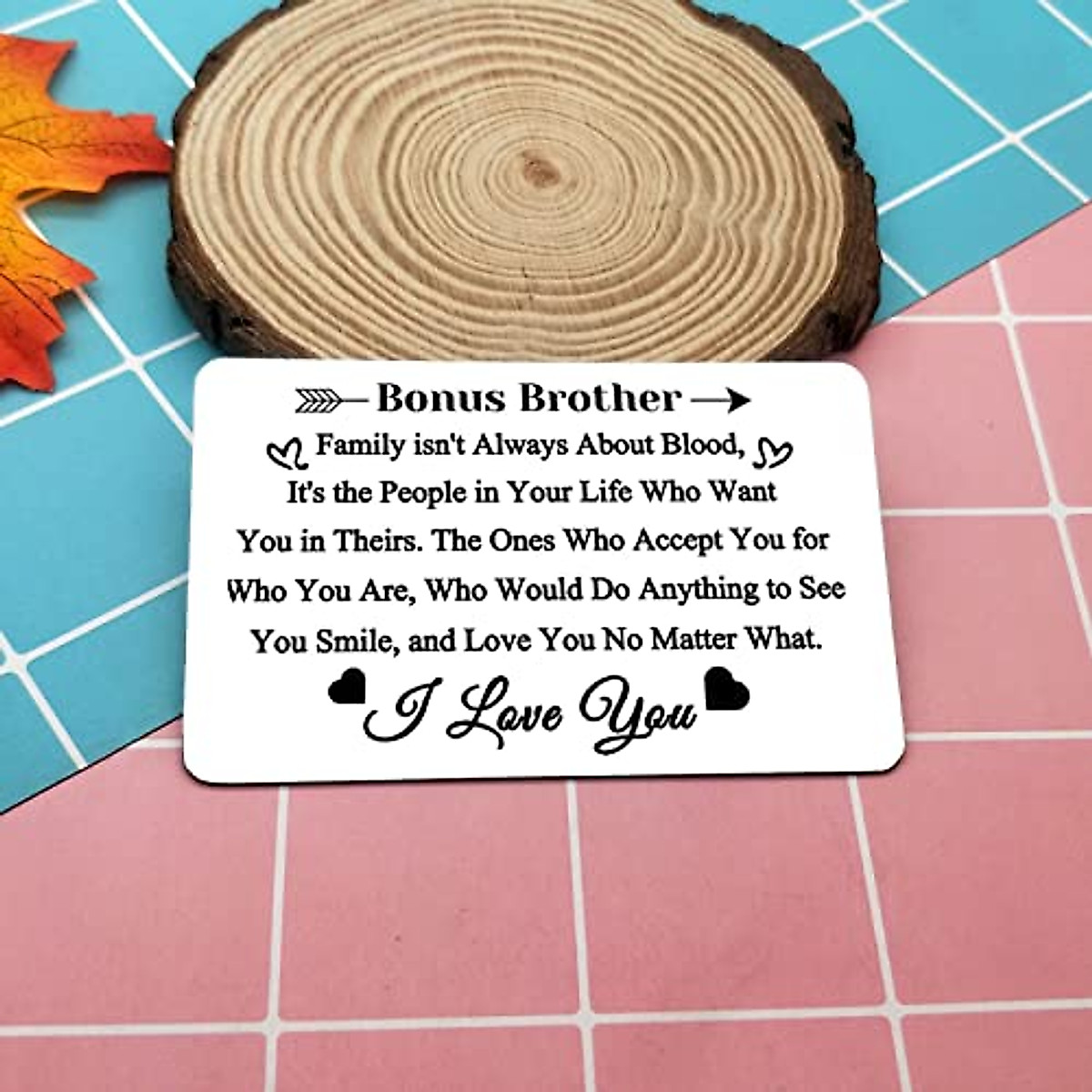 Heigebi Step Brothers Wallet Card from Sister Brother-in-law Gifts Bonus Brother Gift Family isn't Always About Blood Step Brothers Christmas Cards Adopted Brother Valentines Christmas Birthday Gift