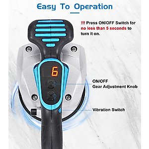 YJINGRUI Tile Vibration Machine, 18000r/min 6 Gears, 21V 12000mA, Hand-held Tile Tiler Tool, Upgrade Digital Display, with 2pcs Li-On Rechargeable Batteries