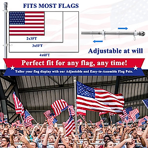 PHITRIC 5 FT Flag Pole, Tangle Free Spinning Stainless Steel Weather Resistant Rustproof Flagpole for 3x5 Sports Fan Outdoor Flags 1" Dia Flag Poles for Outside House, Wall-Mounted (Without Bracket)