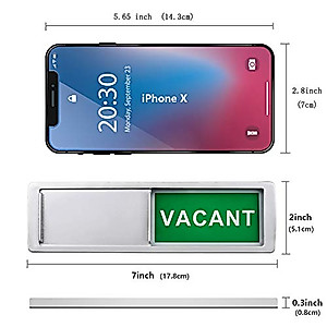 Vacant Occupied Privacy Sign, Vacant Occupied Door Sign for Home Office Restroom Conference Hotels Hospital, Slider Door Indicator Tells Whether Room Vacant or Occupied, 7'' x 2'' - Silver