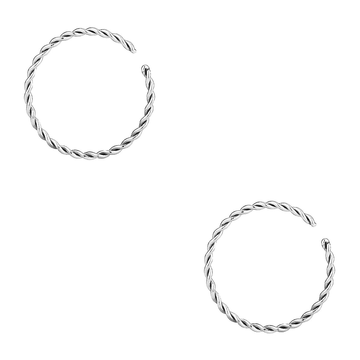 Forbidden Body Jewelry Set of 20G 8mm (5/16 Inch) Surgical Steel Braided Hoop Nose Rings