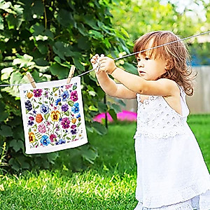 Kigai 100% Cotton Wash Cloths Set of 4 Packs - Pansy Flowers Extra Absorbent Kitchen Dish Cloths - 12 x 12 Inches Reusable Soft Feel Towels for Face