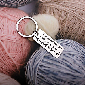 Anlive Mountain Hiking Keychain The Mountains are Calling & I Must Go Keychain Traveling Gift (mountains keychain)