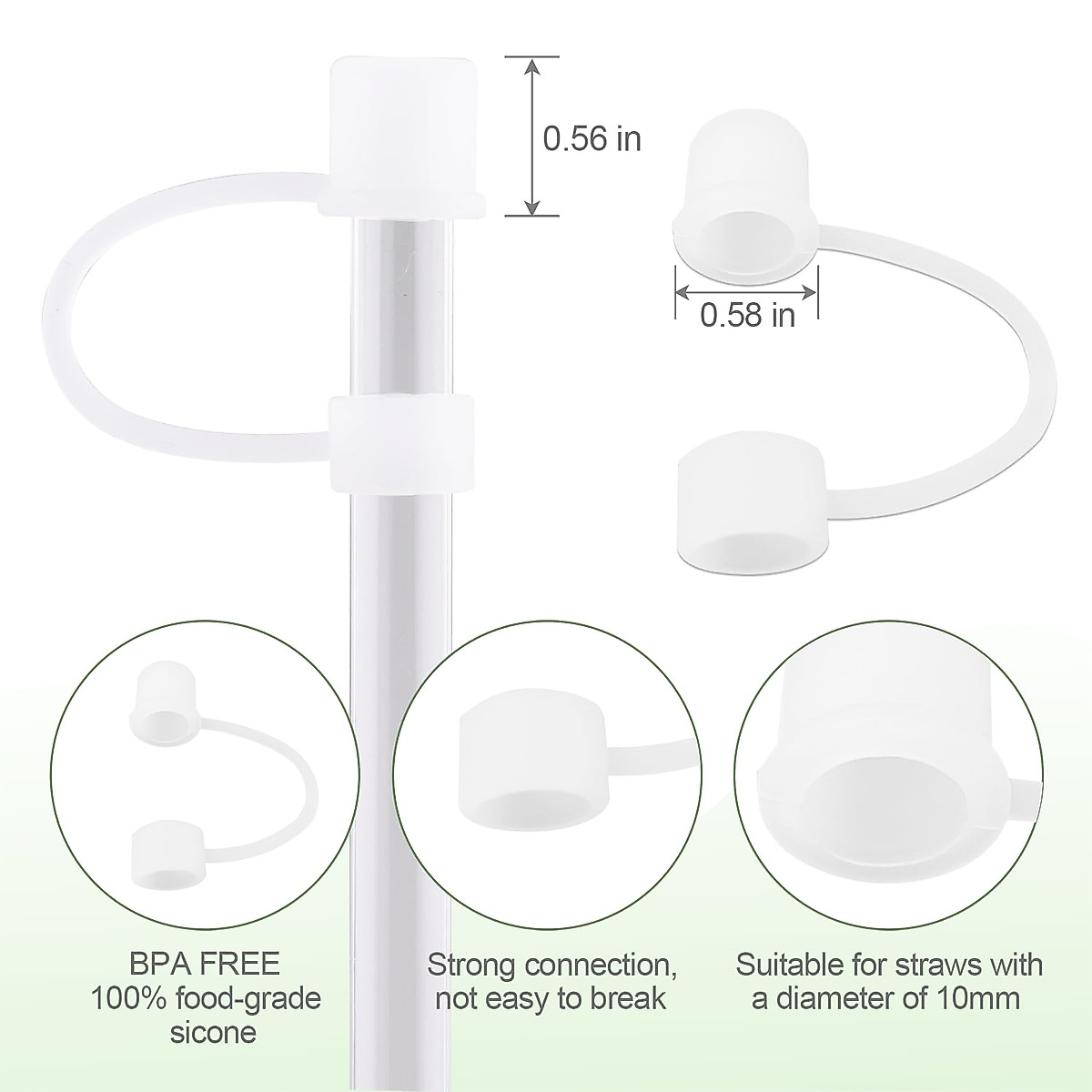 Douji Straw Cover for Stanley Cup, 8Pcs Transparent Straw Covers Compatible with Stanley 30&40 Oz Tumbler with Handle, 10mm/0.4in Dust-Proof Reusable Silicone Straw Tips Lids Stanley Accessories