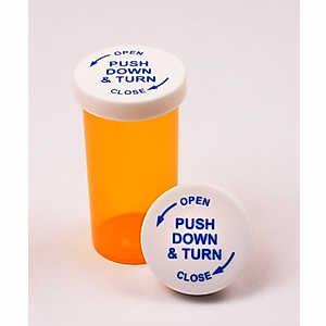 Pharmacy Prescription Vials, Amber Child Resistant Medicine Bottle, 16 Dram Push Down Caps, Caps Included, Pack of 270 (Pill Container, Pharmacy Bottle, Pharmacy Container) by Sponix