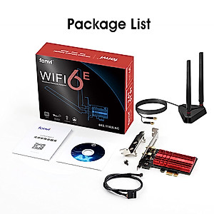 WiFi 6E AX210 (AXE5400) PCIe WiFi Card for Gaming PC Tri-Band PCIe Wireless Adapter for Desktop with High Speed Extended Pro Base Dual Antennas Bluetooth 5.3(USB Port),MU-MIMO, OFDMA for Win 11/10