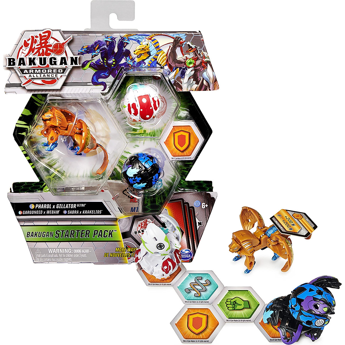 Bakugan Starter Pack 3-Pack, Fused Trox x Nobilious Ultra, Armored Alliance Collectible Action Figures