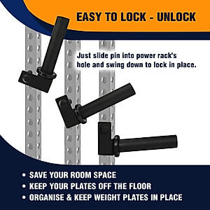 Yes4All Olympic Weight Plate Holder Attachment + Barbell Holder J-Hooks For Power Rack/Power Cage 2x2 Inches