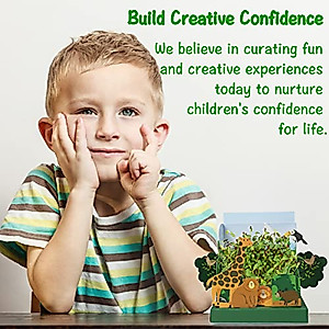 Grow Your Own Jungle Garden - Alfalfa Microgreen Growing Kit 3D Garden Scene with Attachable Animal Cards, Best Birthday Crafts Gifts for Girls & Boys