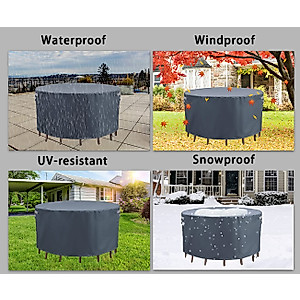 Garden Balsam Patio Furniture Cover Grey 108" D X 28" H Round Waterproof Outdoor Table Chair Set Covers Outdoor Sectional Cover Outdoor Furniture Set Cover