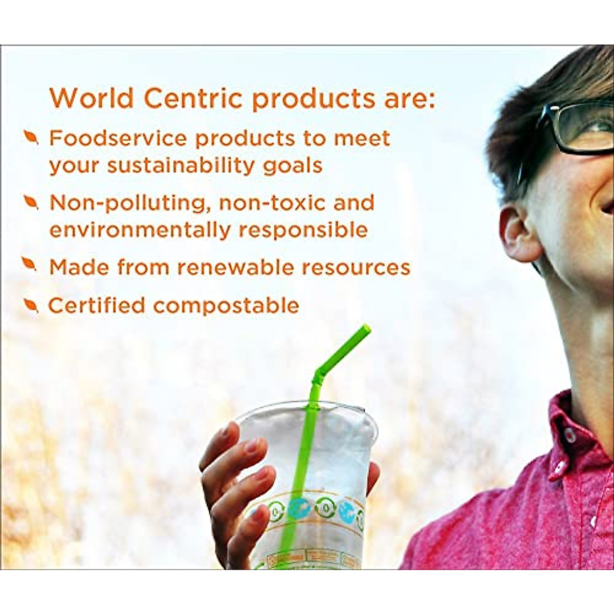 World Centric - Compostable Cold Cups, 12 Ounce - 100 Count