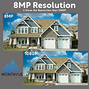 Montavue UltraHD 4K 8MP IP PoE Turret Security Camera, 3840x2160, IP67 Weatherproof, 100ft IR Night Vision, MicroSD Recordable up to 256GB, Built-in Mic, IVS, Motion Detection, 100ft Cat5e Cable