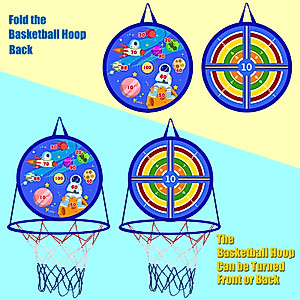Dart Board for Kids, Basketball Hoop for Kids Toddlers, Sports & Outdoor Play Toys, Kids Toys, Boy Toys, Birthday Gift Toy for 3 4 5 6 7 8 9 10 11 12 Year Old Boys Girls, Easter Gifts Party Favors
