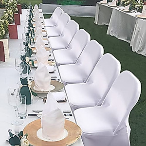 Babenest Spandex Folding Chair Covers - 50 PCS Upgraded Universal Stretch Washable Fitted Chair Slipcovers Protector for Wedding, Holidays, Banquet, Party, Celebration (White)