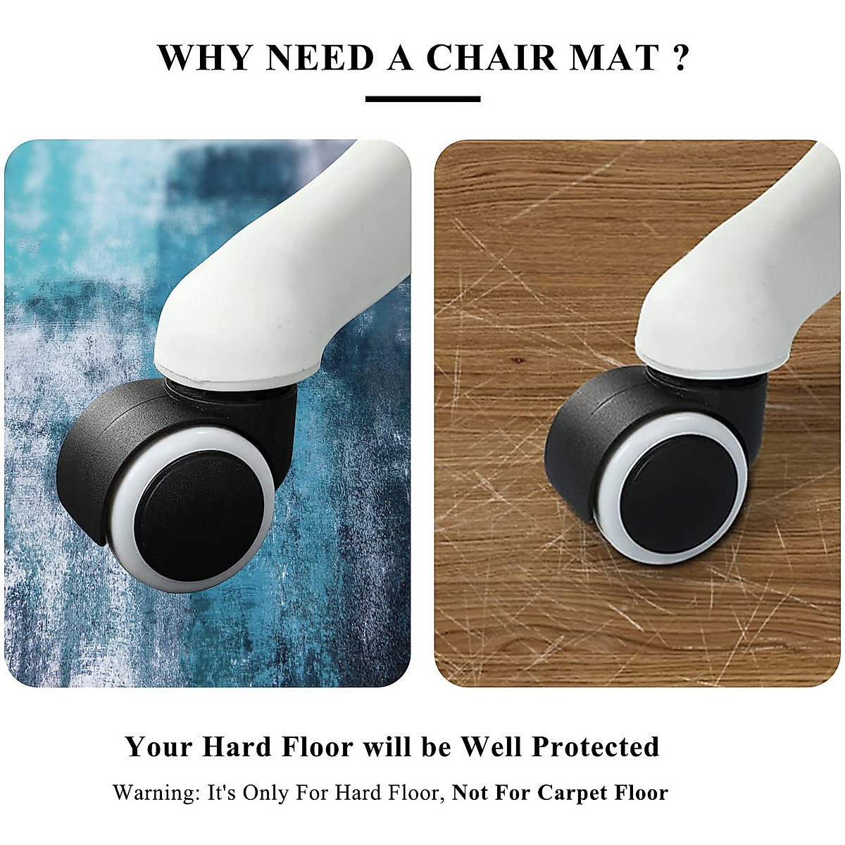 Pauwer Office Chair Mat for Hardwood Floors, 36'' x 48'' Computer Gaming Rolling Chair Mat, Low-Pile Desk Chair Mat Floor Mat Carpet Large Anti-Slip Floor Protector for Home Office