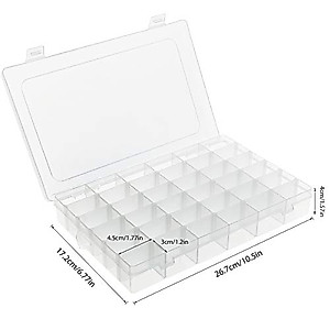 Umirokin 2 Packs 36 Compartment Bead Organizer Box with Removable Dividers,Craft Organizers and Storage,Plastic Organizer Box for Tackle Rock Collection Screw Washi Tape Sewing Thread Nail