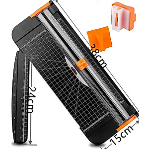 A4 Paper Cutter Paper Trimmer Portable Paper Slicer, 12 Inch Titanium Scrapbooking Tool with 3pcs Replacement Blades with Safeguard Side Ruler for Craft Paper, Coupon, Label and Cardstock