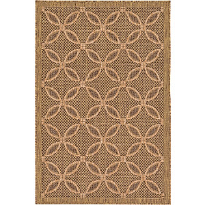 Unique Loom Outdoor Trellis Collection Area Rug - Spiral (3' 3" x 5' 1" Rectangle, Light Brown/ Brown)
