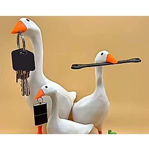 Super Cute Goose Magnetic Key Holder - Magnetic Goose 3D Printed Key Holder, Resin Goose Statue Key Storage Rack, Vivid Mini Animal Figurines Keys Holder for Keys Glasses Bells (Yellow)