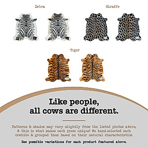 Animal Print Cowhide Rug Collection - Natural Cowhide Rugs for Living Room & Bedroom - Shiny & Modern Accent Rug - Genuine Leather & Fur Cow Hide Rug - Giraffe Large