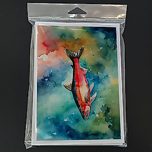 Caroline's Treasures DAC2817GCA7P Salmon Greeting Cards Pack of 8 Blank Cards with Envelopes Whimsical A7 Size 5x7 Blank Note Cards