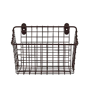 Spectrum Diversified Vintage Large Cabinet & Wall-Mounted Basket for Storage & Organization Rustic Farmhouse Decor, Sturdy Steel Wire Storage Bin, Bronze