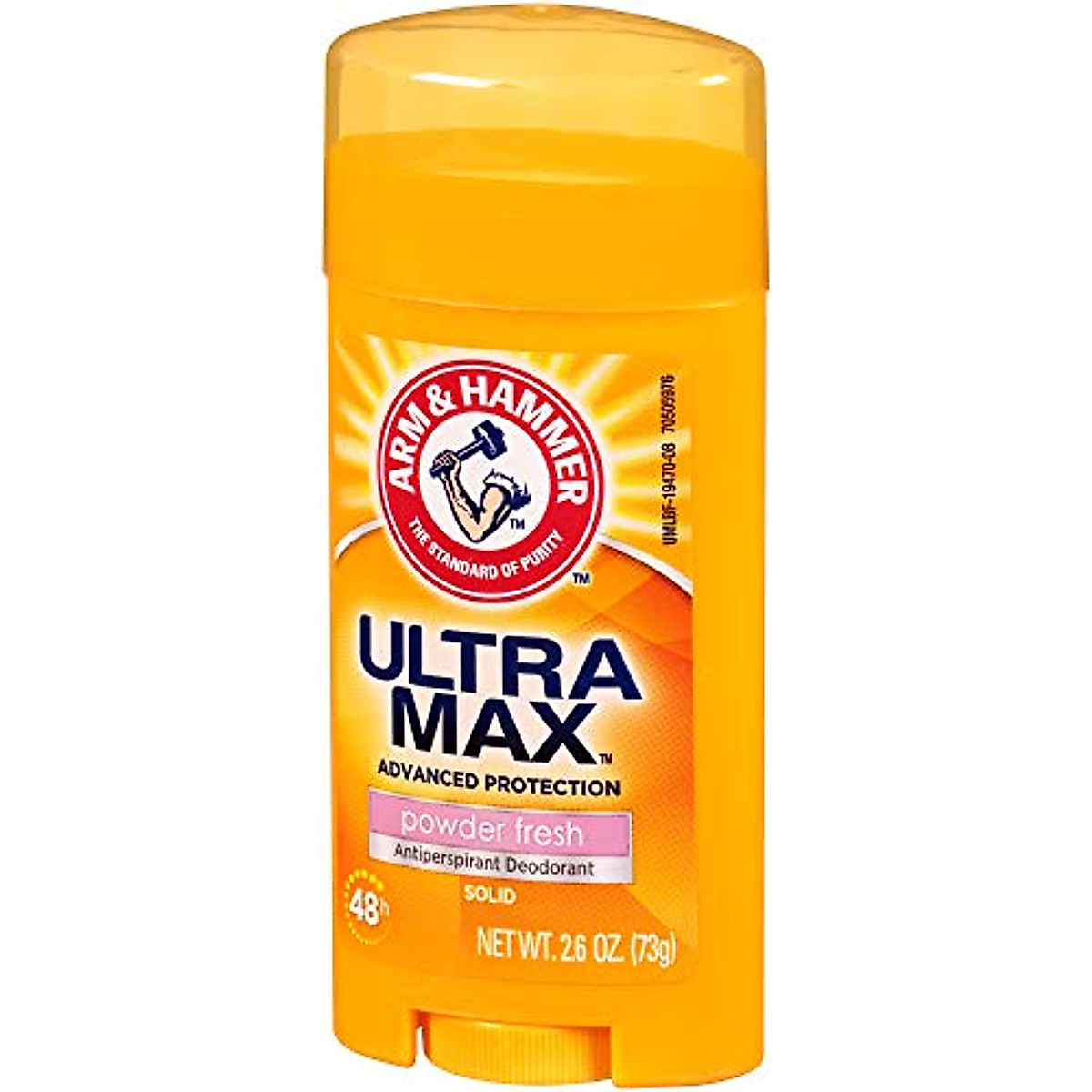Arm & Hammer Ultra Max Antiperspirant Deodorant, Powder Fresh, Solid, 2.6 Ounce (Pack of 6)