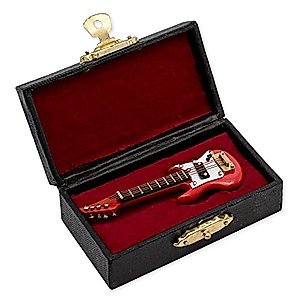 Broadway Gift 3 Inch Red Electric Guitar Music Instrument Miniature Replica with Lined Case